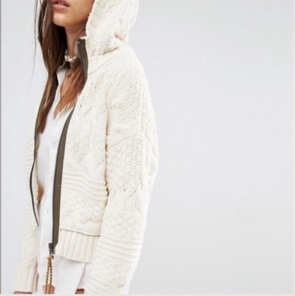 Free People | Sweaters | Cable Knit Zip Up Hoodie Free People | Poshmark